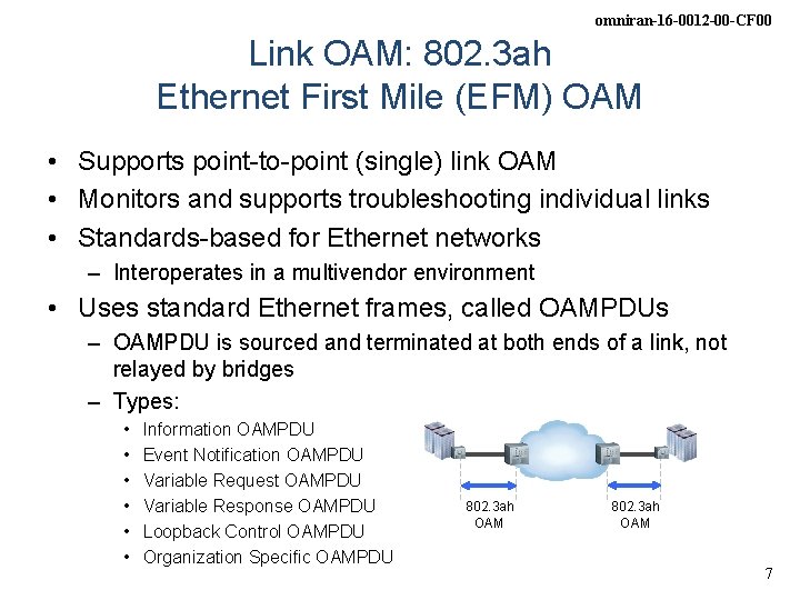 omniran16 0012 00 CF 00 Ethernet OAM Survey