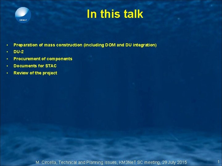 In this talk Preparation of mass construction including