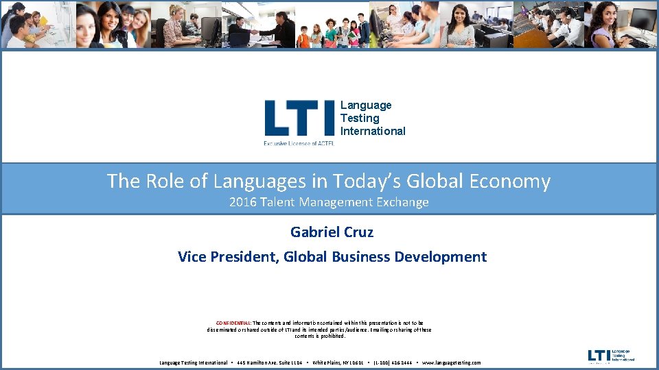 Language Testing International The Role of Languages in