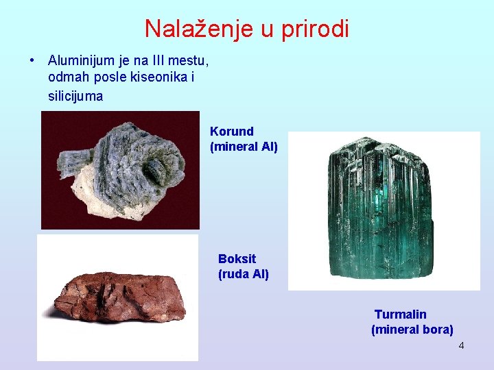 Elementi IIIa grupe B Al Ga In Tl