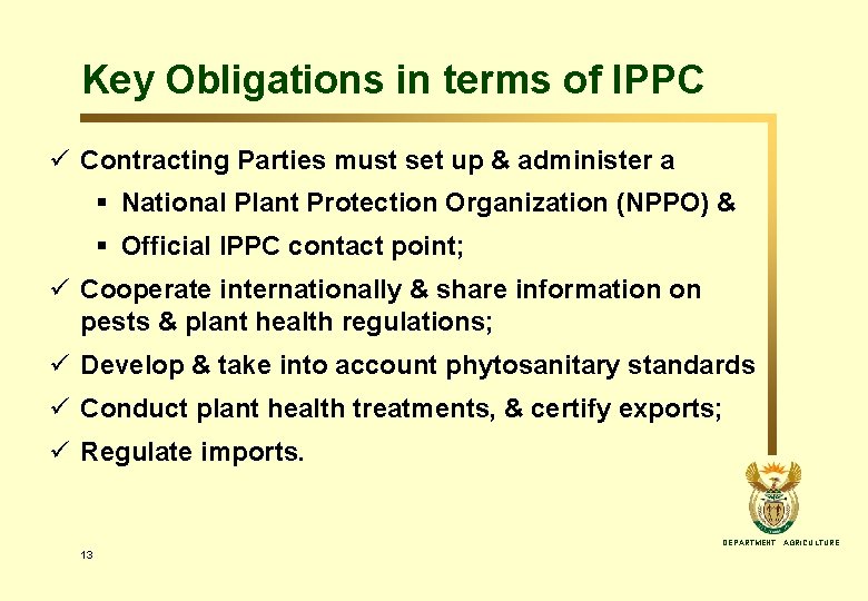 International Plant Protection Convention New Revised Text DEPARTMENT