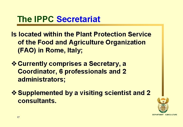 International Plant Protection Convention New Revised Text DEPARTMENT