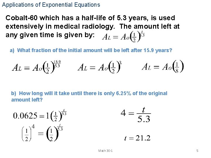 7 3 B Applications of Solving Exponential Equations