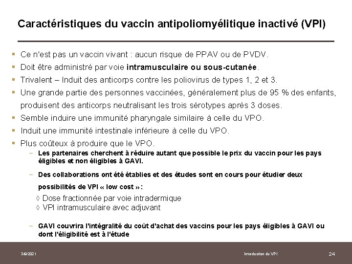 Vaccin antipoliomylitique inactiv VPI Module technique complet ...