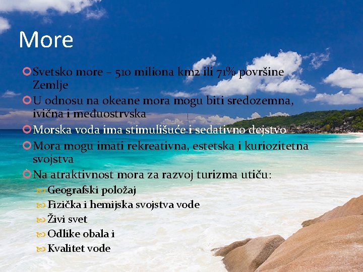 Prirodni turistiki resursi Hidrografski i biogeografski resursi ...