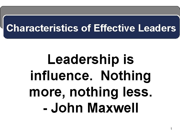 Leadership Part I Characteristics of Effective Leaders Success