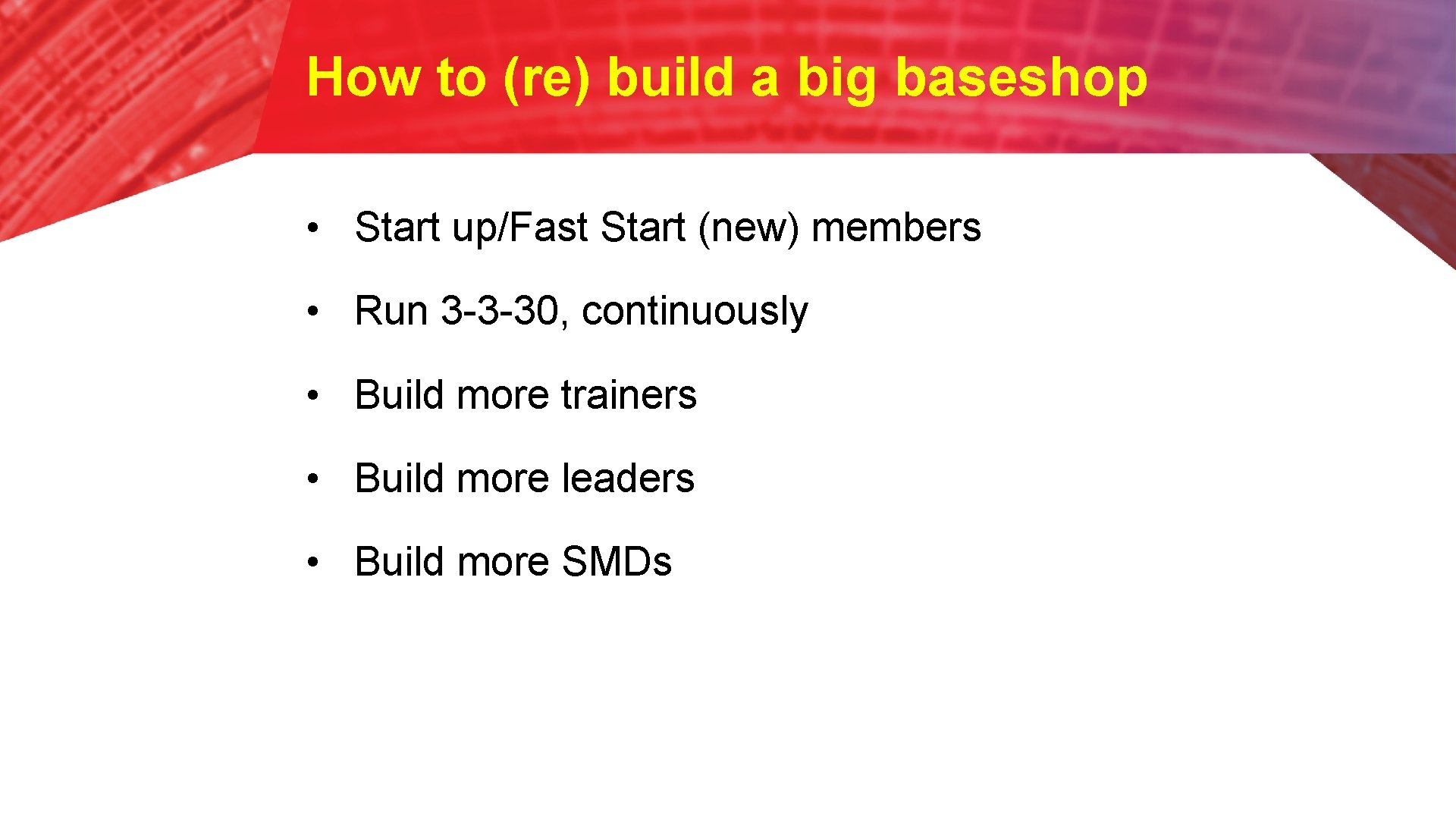 How to build leaders and a big baseshop