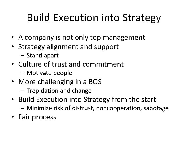 Build Execution into Strategy Blue Ocean Strategy Ch