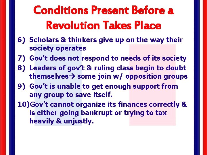 Stages of a Revolution Todays Objectives 1 We