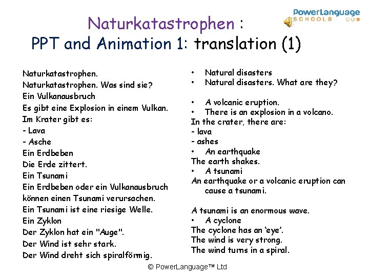 Naturkatastrophen Power Language Ltd Naturkatastrophen This Power Point