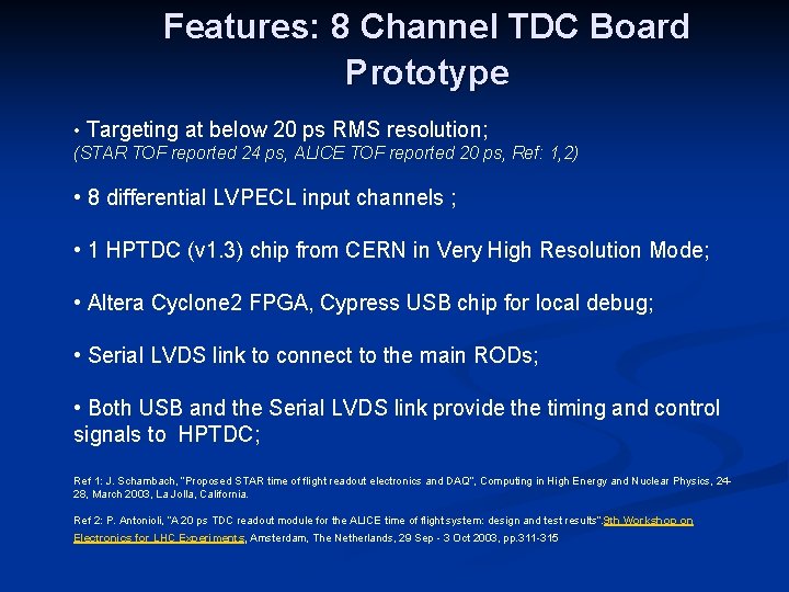 QUARTIC TDC Development at Univ of Alberta Jim