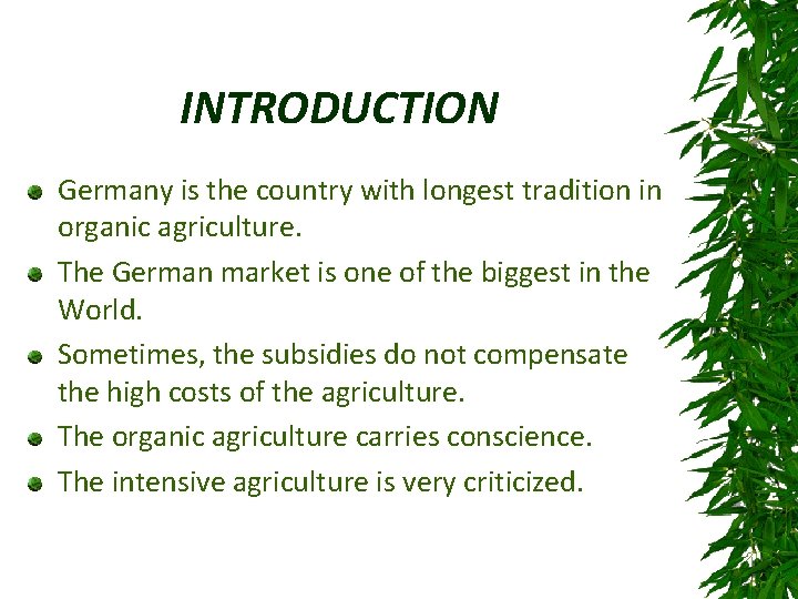 PRODUCTION OF FRESH FRUITS AND VEGETABLES IN GERMANY