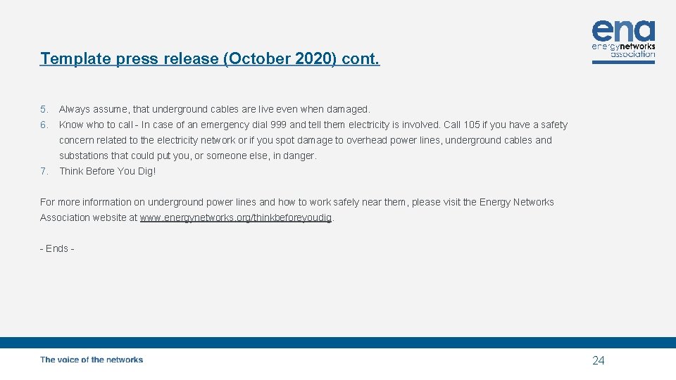 Think Before You Dig Campaign toolkit 20 October