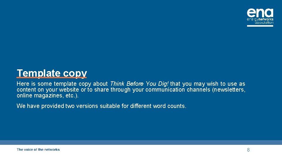 Think Before You Dig Campaign toolkit 20 October