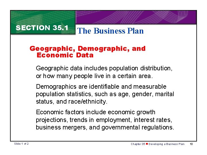 Marketing Essentials n Chapter 35 Developing a Business
