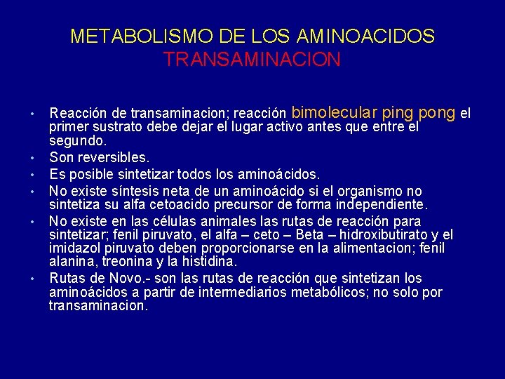 METABOLISMO DE LOS AMINOACIDOS SINTESIS METABOLISMO DE LOS