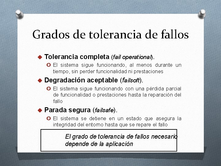 TOLERANCIA A FALLAS Conceptos bsicos u La fiabilidad