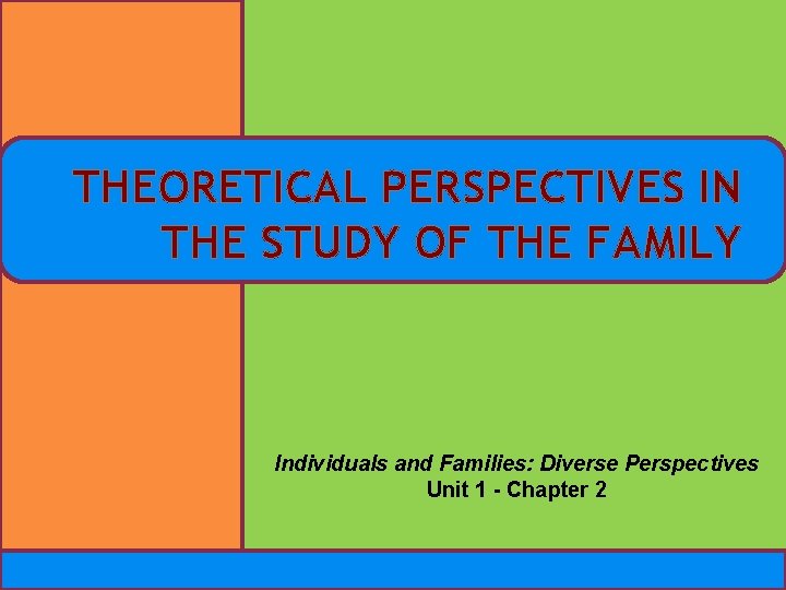 THEORETICAL PERSPECTIVES IN THE STUDY OF THE FAMILY