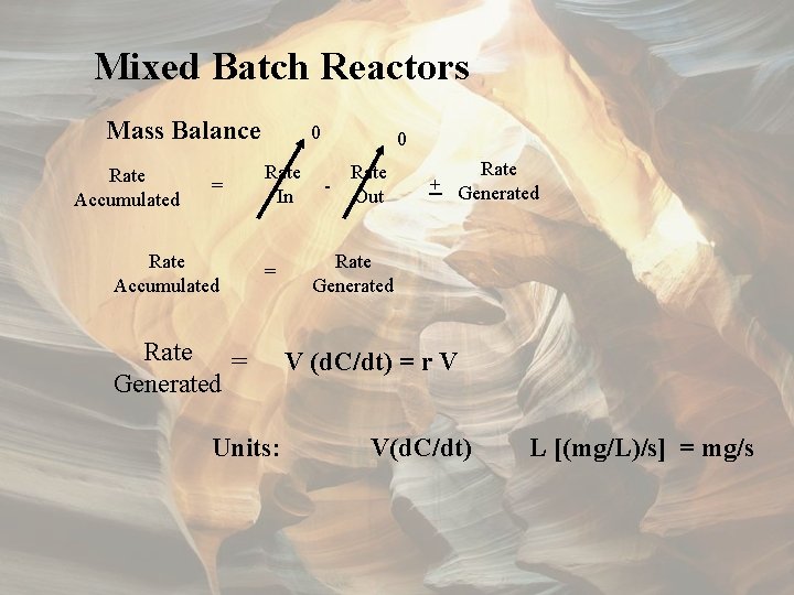 Reactor Models Mixed Batch Reactors Mass Balance Rate