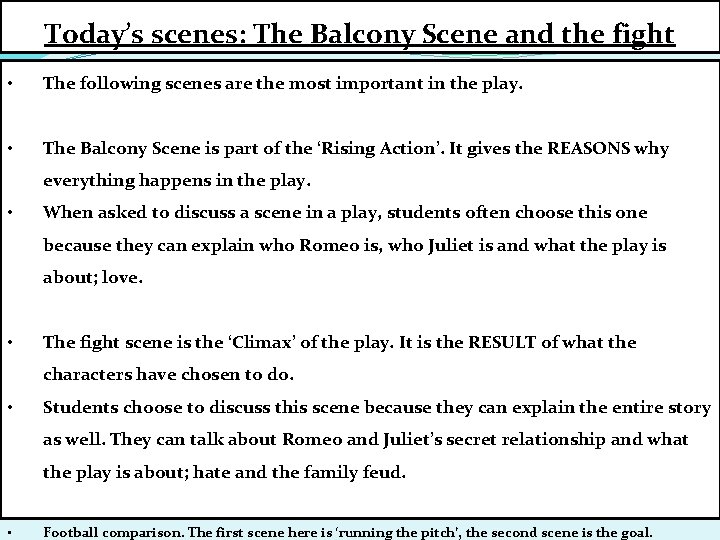 Romeo and Juliet Key scene 2 and 3