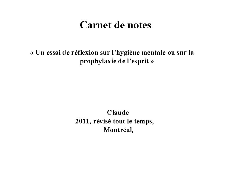 Carnet de notes Un essai de rflexion sur