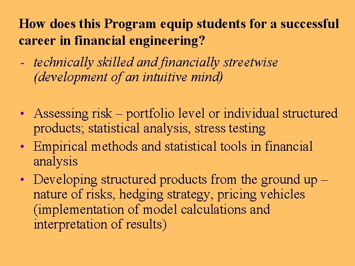 How does this Program equip students for a