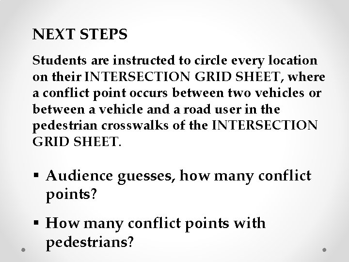 INTERSECTION SURVIVAL RECOGNIZING THE DIMENSIONS OF INTERSECTION CONFLICT