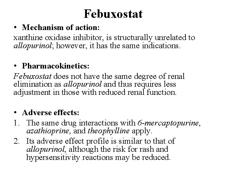 MMS Pharmacology Lecture 3 Drugs for Gout osteoarthritis