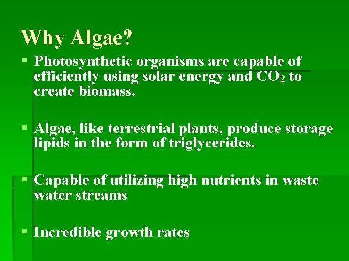 Bio Diesel from Algae An Integrated Approach Algae