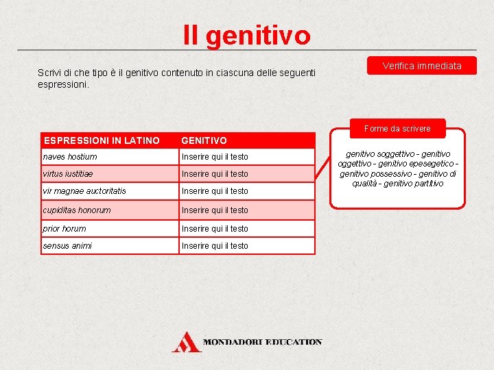 Il genitivo Il genitivo retto da aggettivi Il