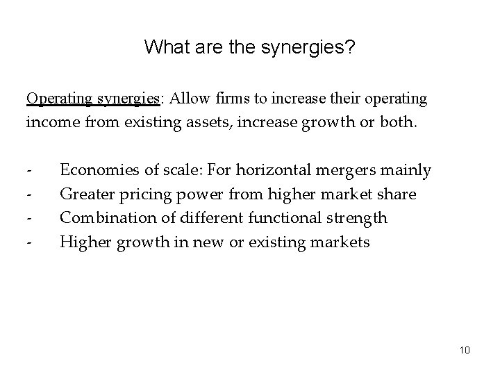 Mergers and Acquisitions 1 Classifying MA Merger the