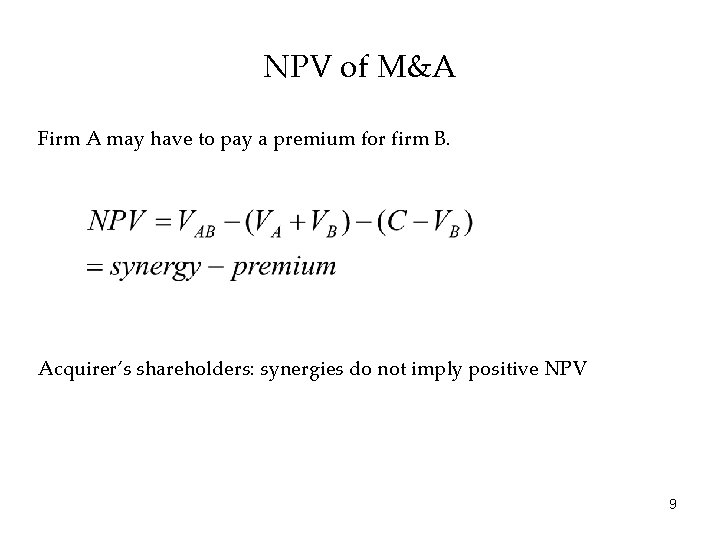 Mergers and Acquisitions 1 Classifying MA Merger the