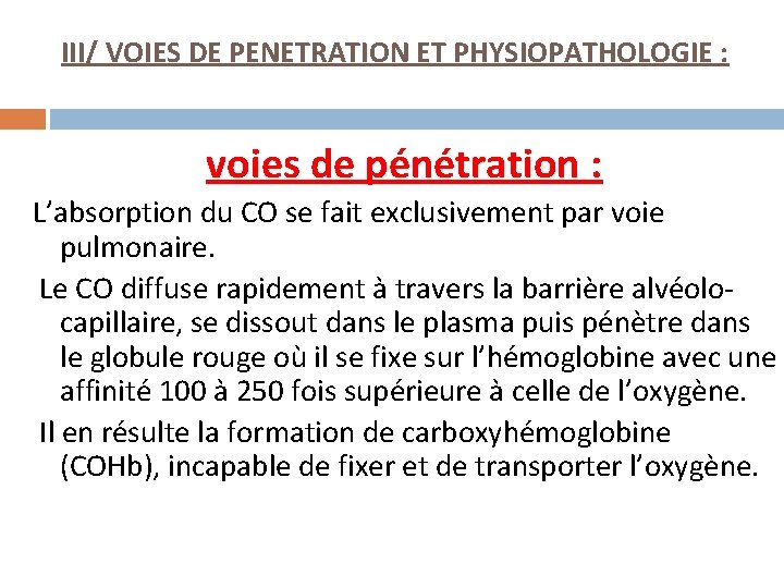 MODULE DE MEDECINE LEGALE INTOXICATION AU MONOXYDE DE