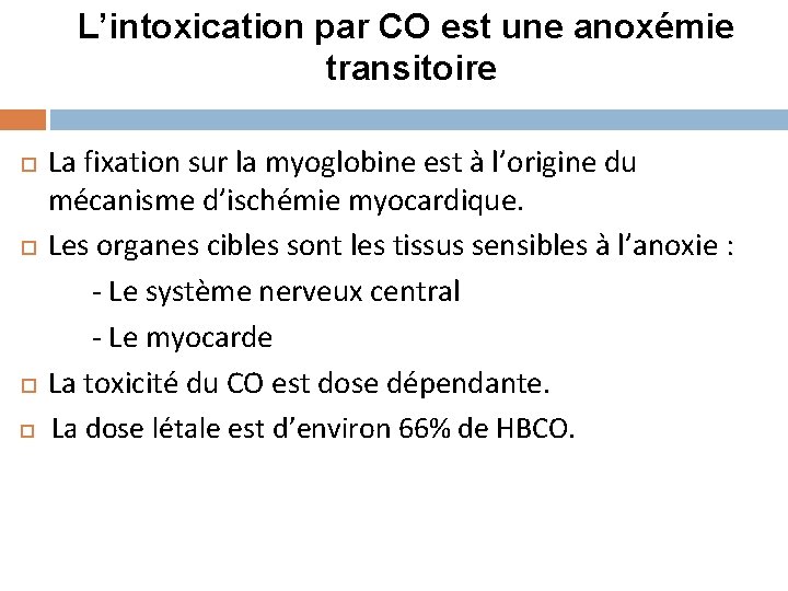 MODULE DE MEDECINE LEGALE INTOXICATION AU MONOXYDE DE