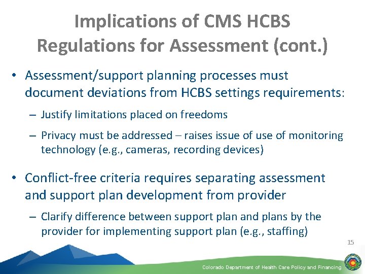 Colorado Assessment Tool Project HCBS Conference Presentation September