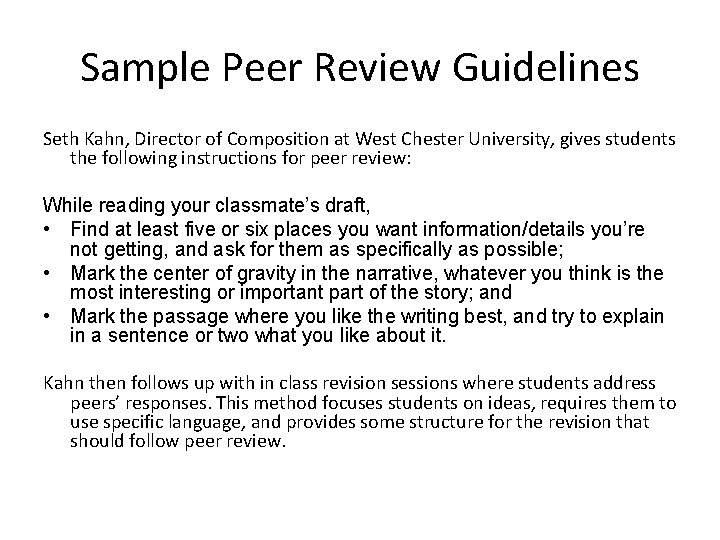 Peer Review of Student Writing Undergraduate Studies Writing