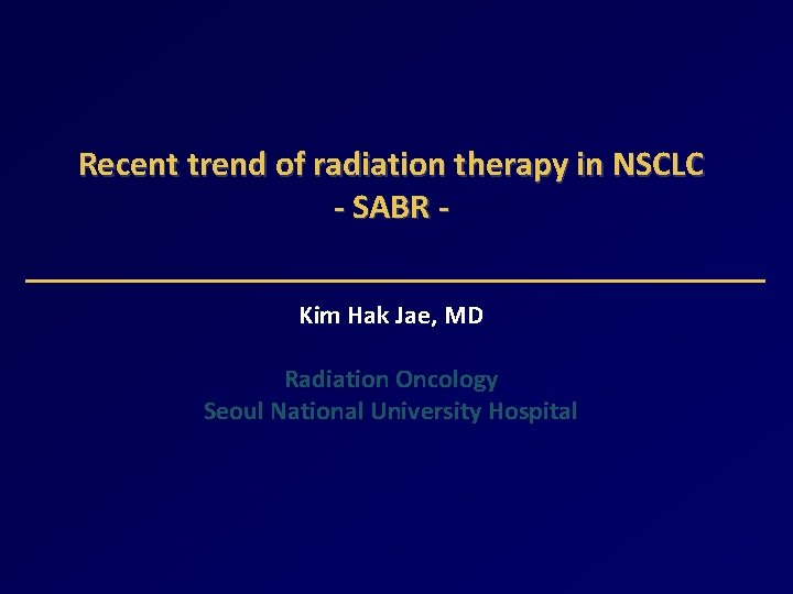 Recent trend of radiation therapy in NSCLC SABR