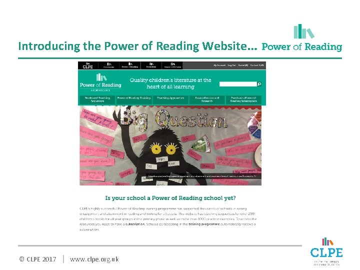 Introduction to the Power of Reading website CLPE
