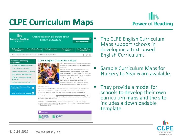 Introduction to the Power of Reading website CLPE