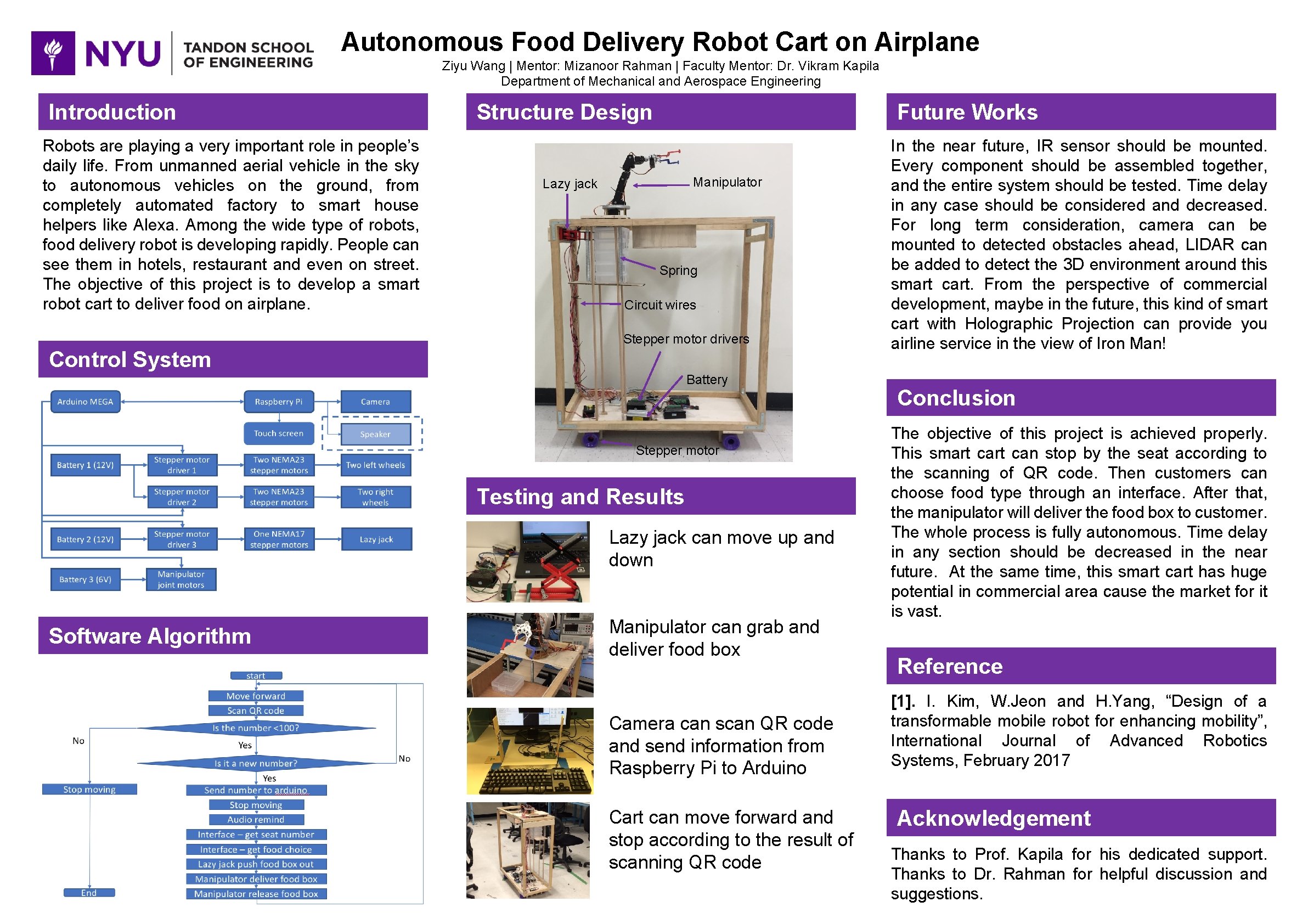 Autonomous Food Delivery Robot Cart on Airplane Ziyu