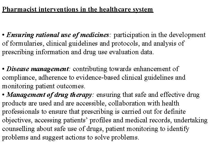Lecture 1 Pharmacy practice and the healthcare system