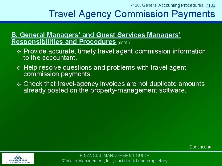 7100 General Accounting Procedures 7135 Travel Agency Commission