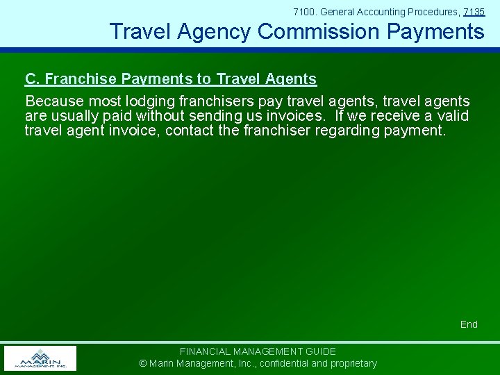 7100 General Accounting Procedures 7135 Travel Agency Commission