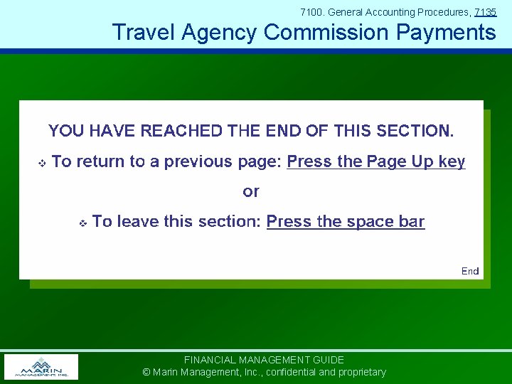 7100 General Accounting Procedures 7135 Travel Agency Commission