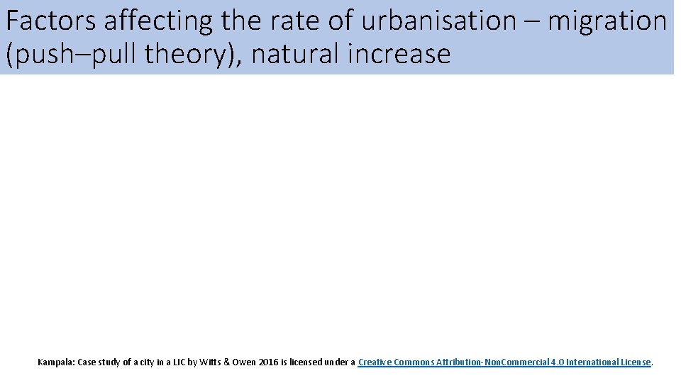 Factors affecting the rate of urbanisation migration pushpull