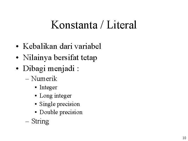 Elemen Dasar QBasic 1 Karakter Huruf A Z