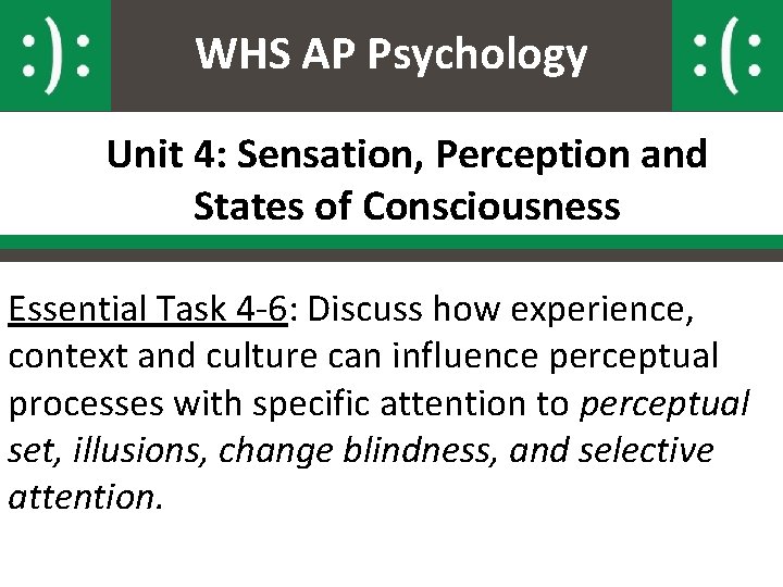 WHS AP Psychology Unit 4 Sensation Perception and