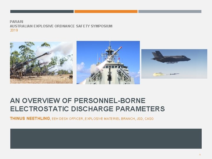 PARARI AUSTRALIAN EXPLOSIVE ORDNANCE SAFETY SYMPOSIUM 2019 AN