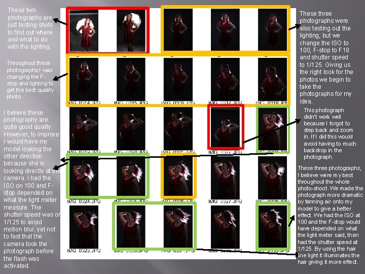SHOOT PLANS ANALYSE PHOTOGRAPHS AND SHOOT EVALUATIONS Shoot
