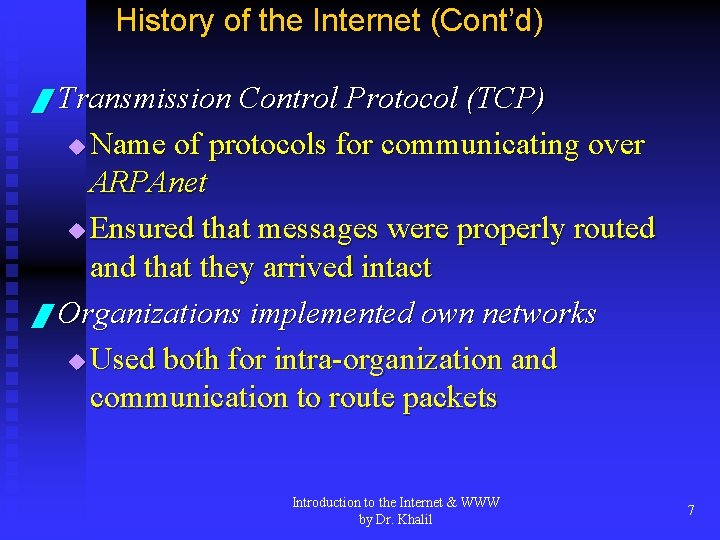 Introduction to the Internet and World Wide Web